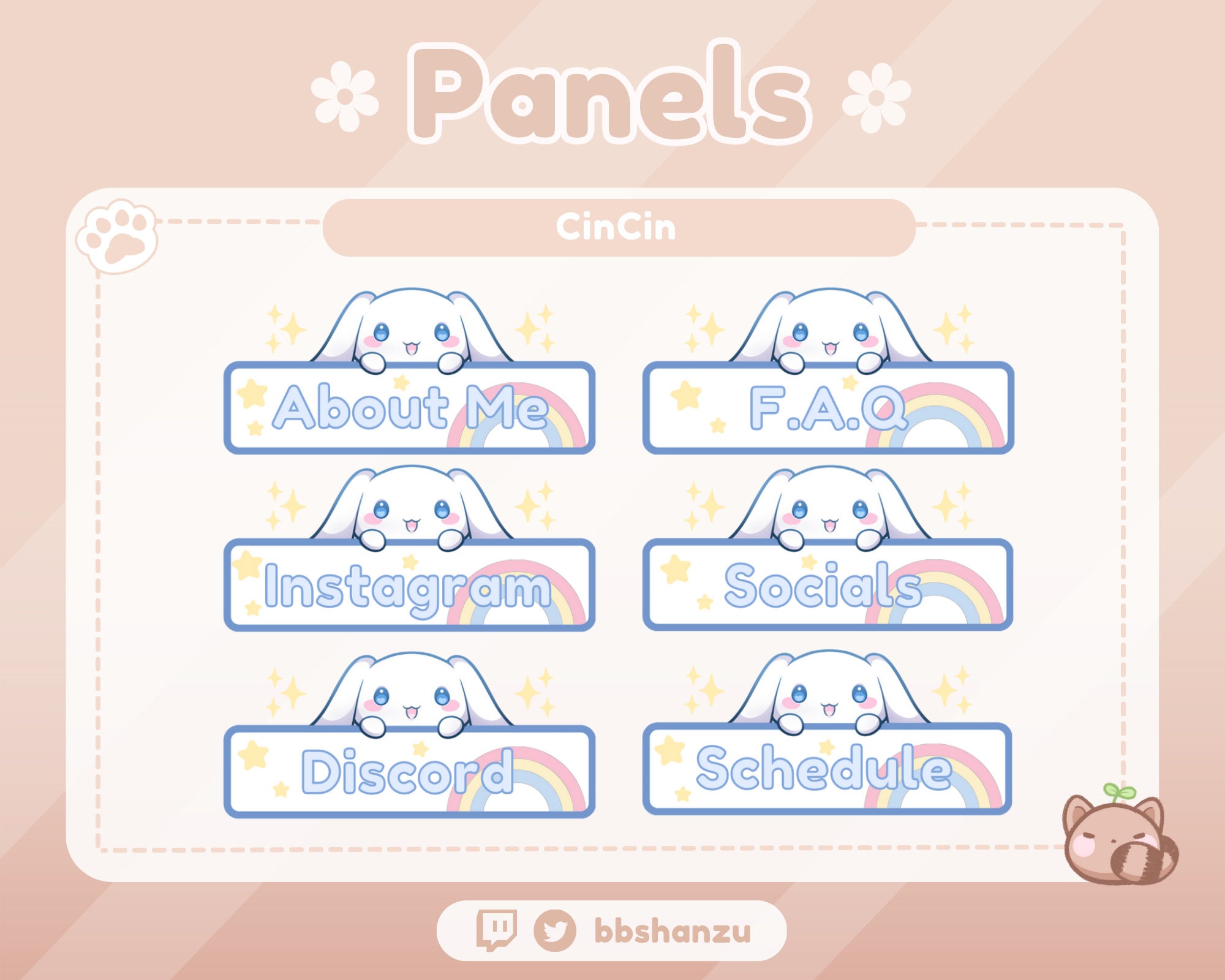 White Plush Cinnamon Puppy Panels | Twitch Panels | Twitch Graphics - Etsy
