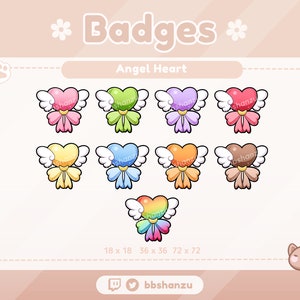 Cute Angel Wing Heart Badges | Twitch Discord Badges | Twitch Graphics ...