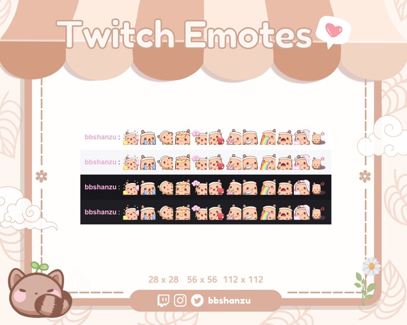 Heart Boba Plush Twitch Discord Emotes Twitch Graphics - Etsy