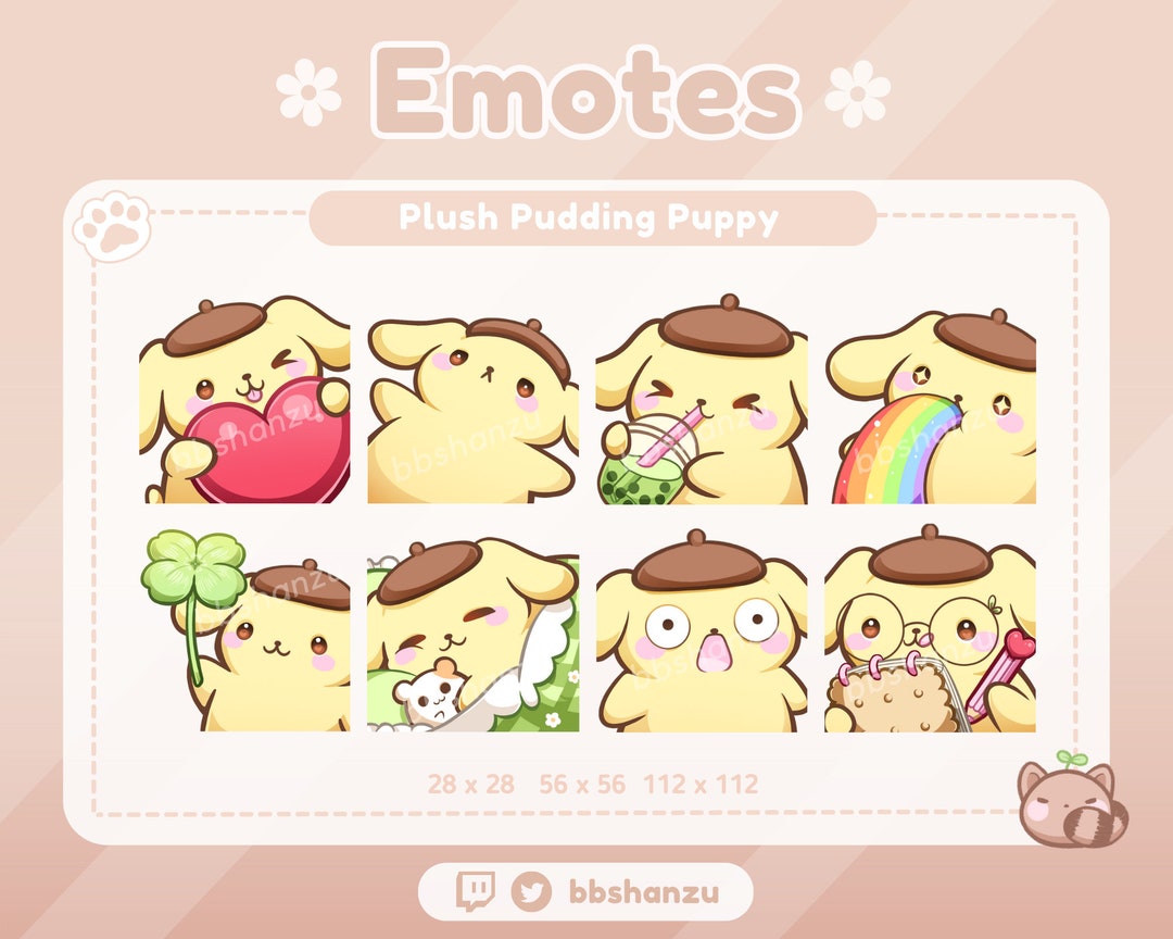 Plush Pudding Puppy | Twitch Discord Emotes | Twitch Graphics - Etsy