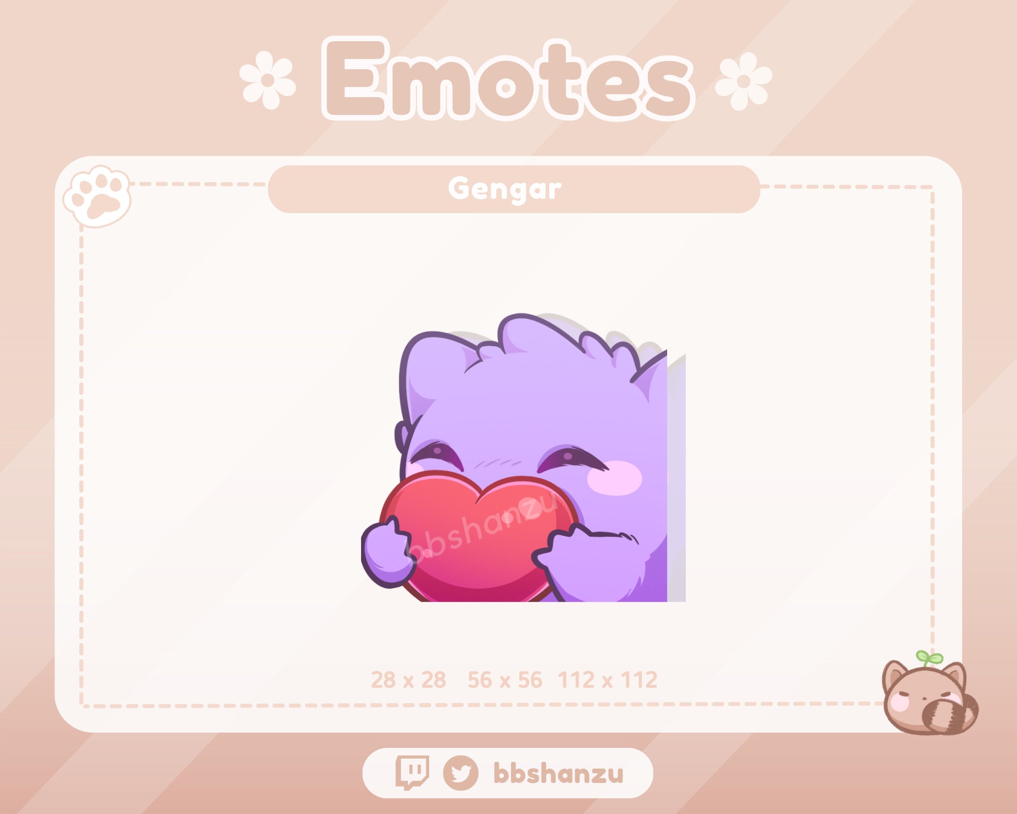 Heart GENGAR Pokémon Twitch Discord Emotes Twitch Graphics - Etsy