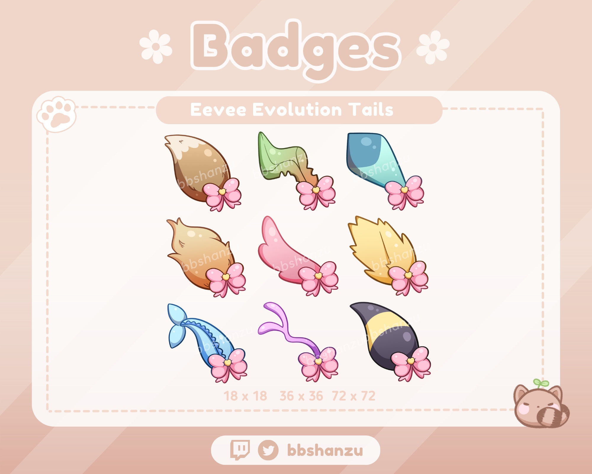 Eevee Evolution Tail Badge Flare Twitch Discord Badges Twitch Graphics ...