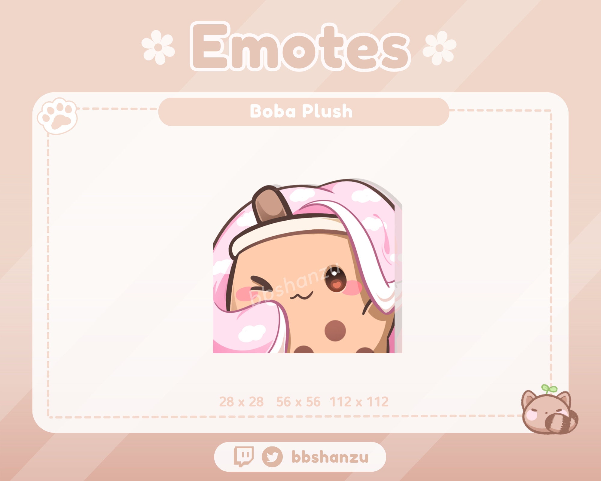 Cozy Boba Plush | Twitch Discord Emotes | Twitch Graphics - Etsy