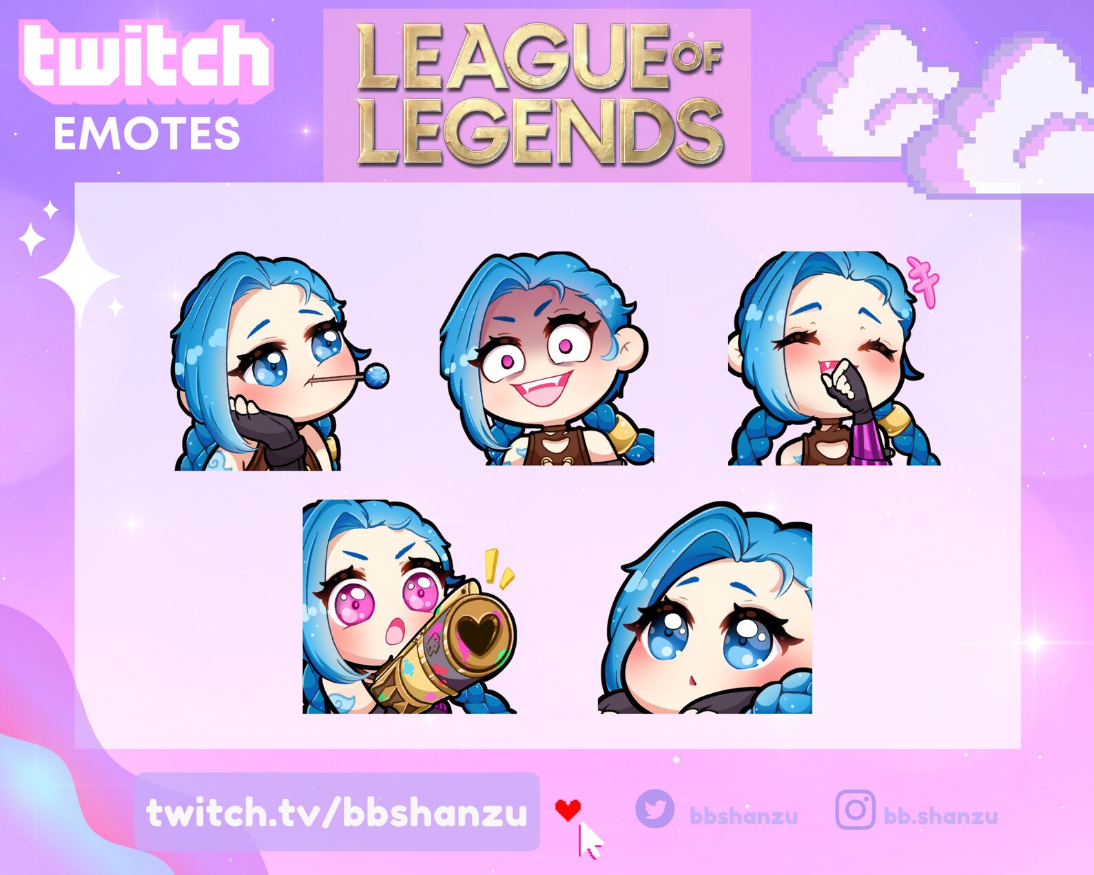 ARCANE JINX League of Legends Twitch Discord Emotes Twitch | Etsy
