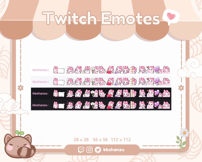 Raid Pink Plush Bunny Twitch Discord Emotes Twitch - Etsy