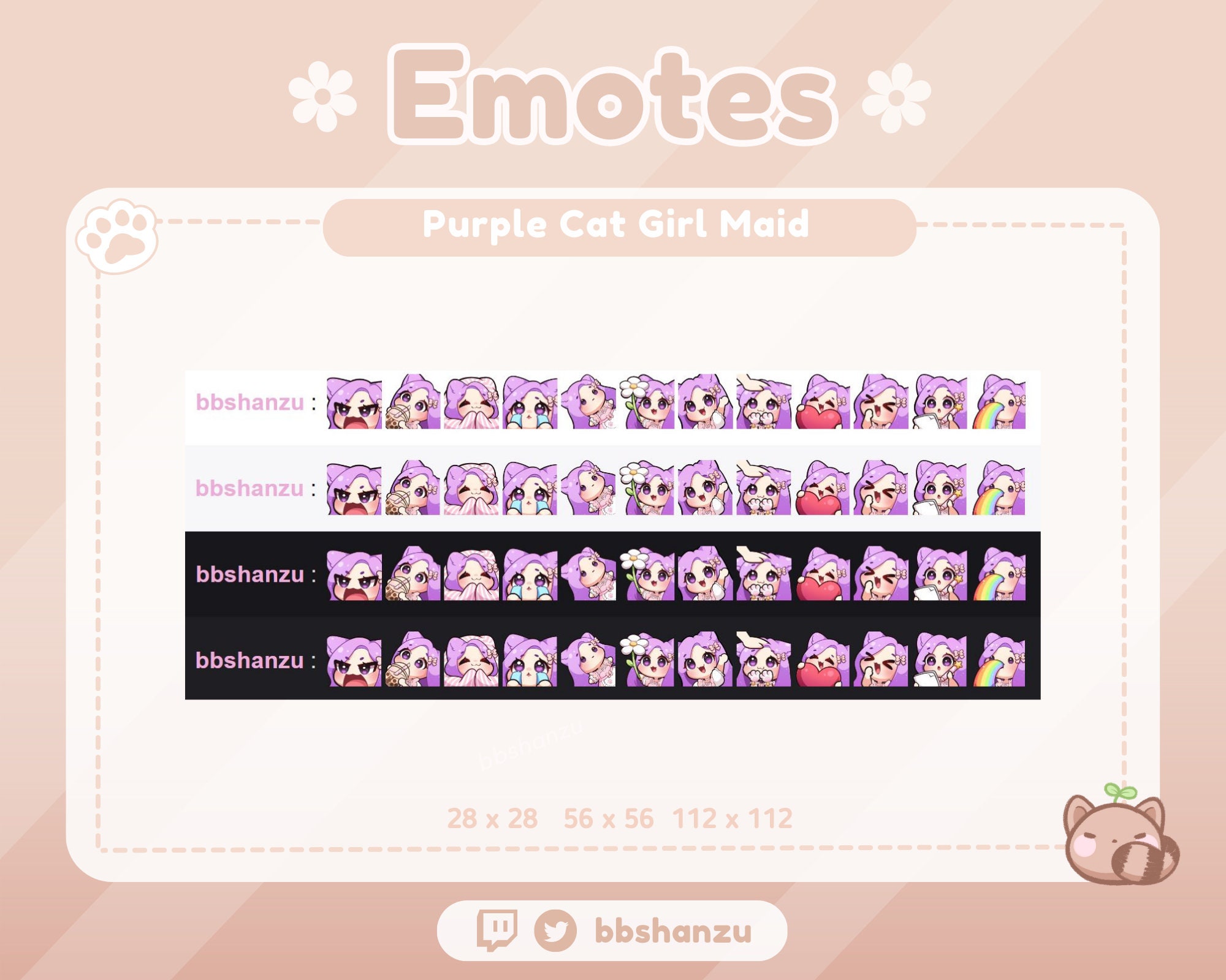 Purple Cat Girl Maid | Twitch Discord Emotes | Twitch Graphics - Etsy