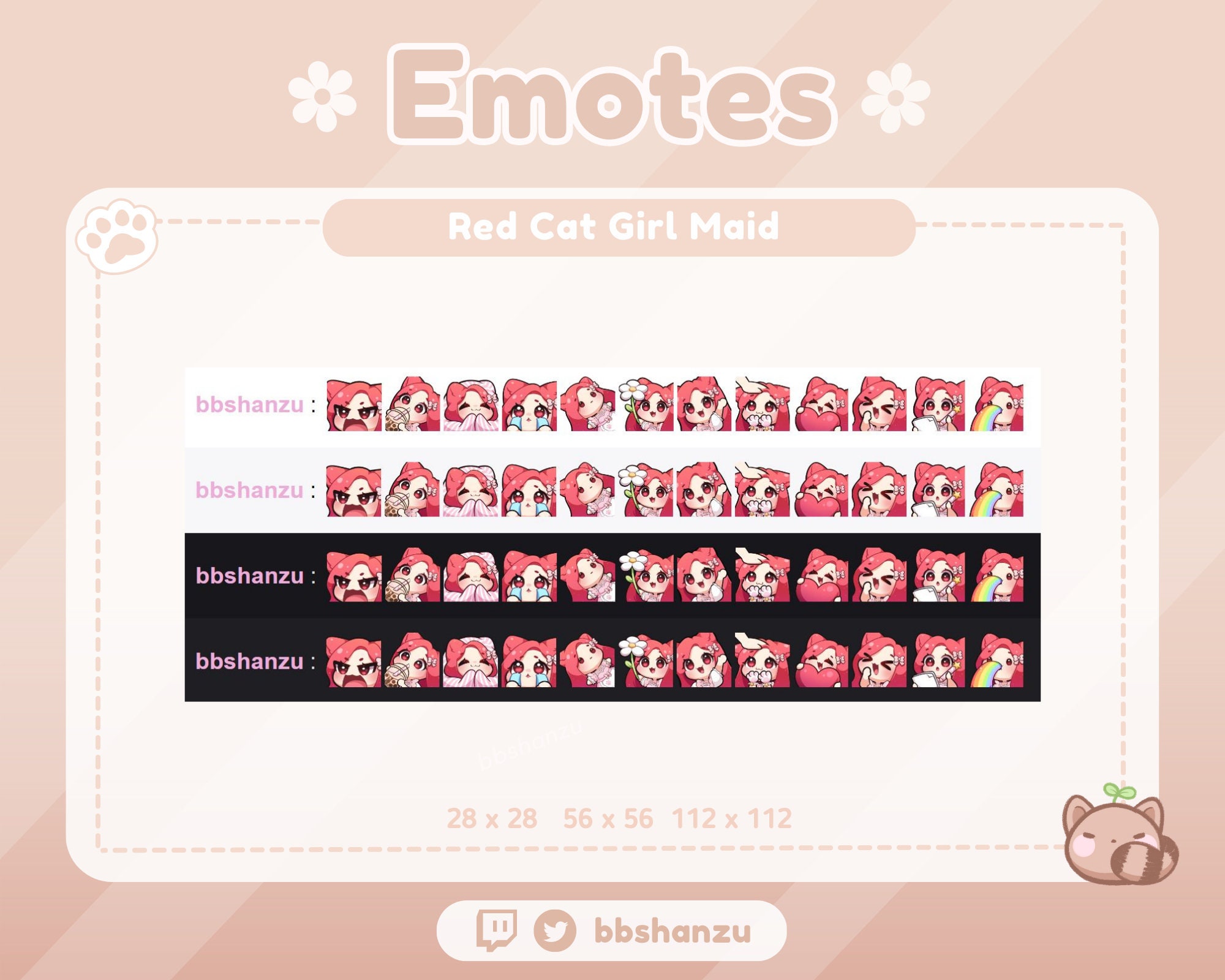 Red Cat Girl Maid | Twitch Discord Emotes | Twitch Graphics - Etsy