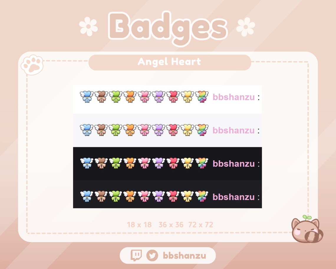Cute Angel Wing Heart Badges | Twitch Discord Badges | Twitch Graphics ...