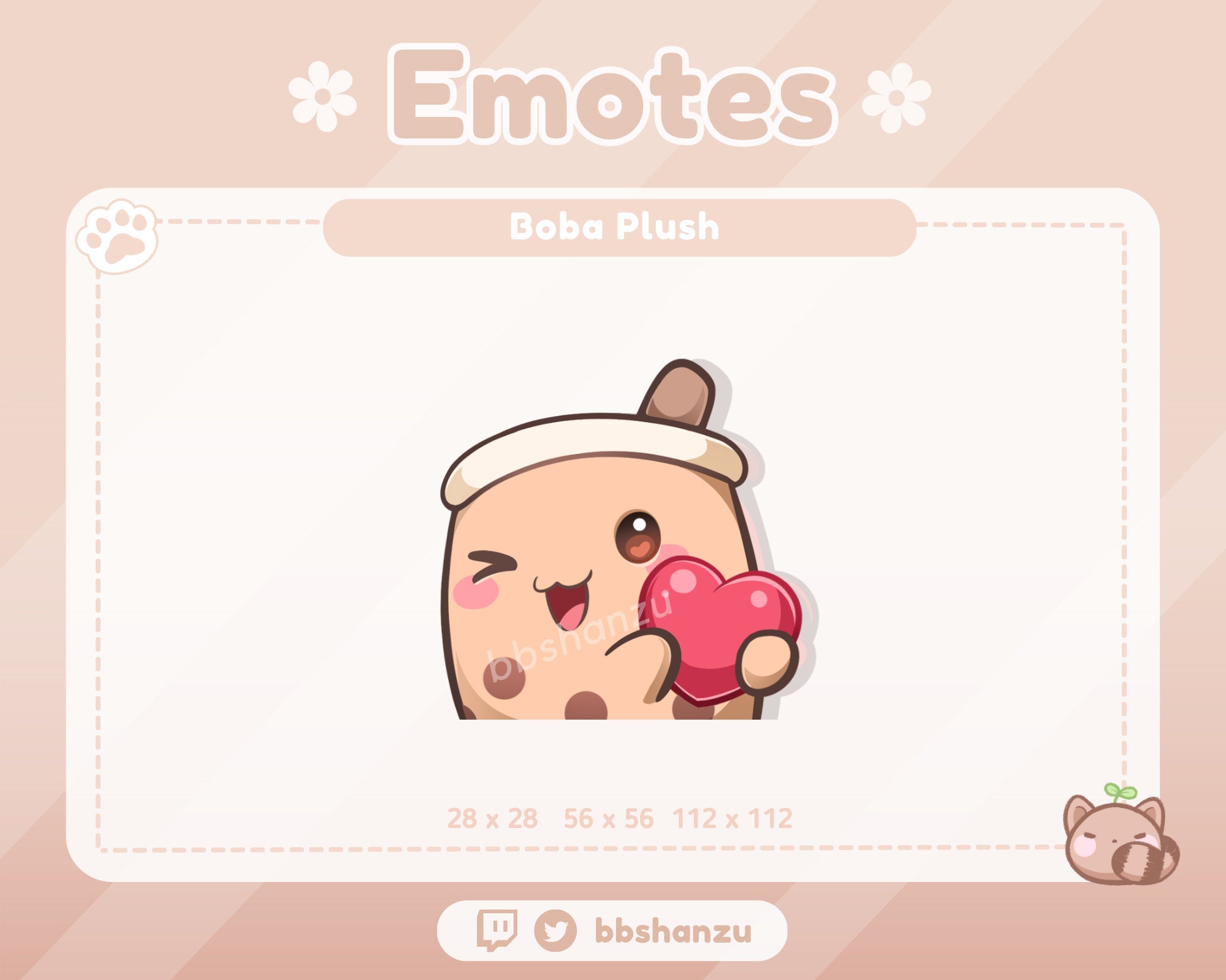 Heart Boba Plush | Twitch Discord Emotes | Twitch Graphics - Etsy