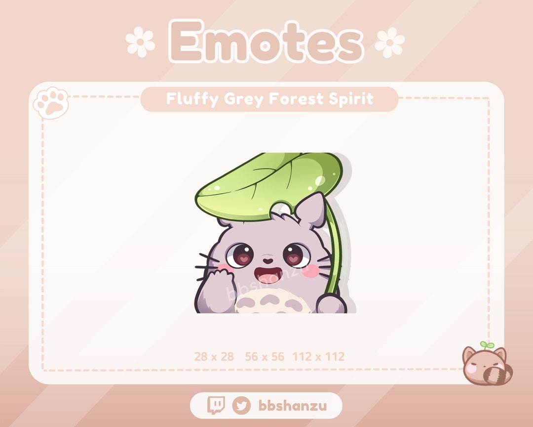 Greet Fluffy Grey Forest Spirit | Twitch Discord Emotes | Twitch ...
