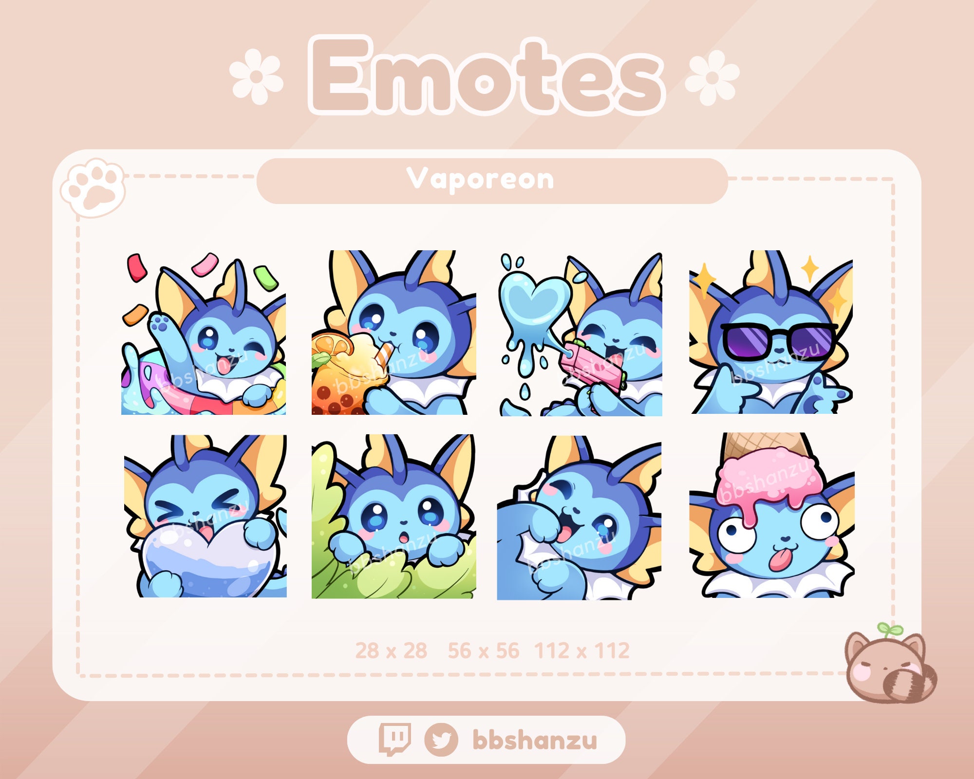 Pool Party VAPOREON Pokémon | Twitch Discord Emotes | Twitch Graphics ...