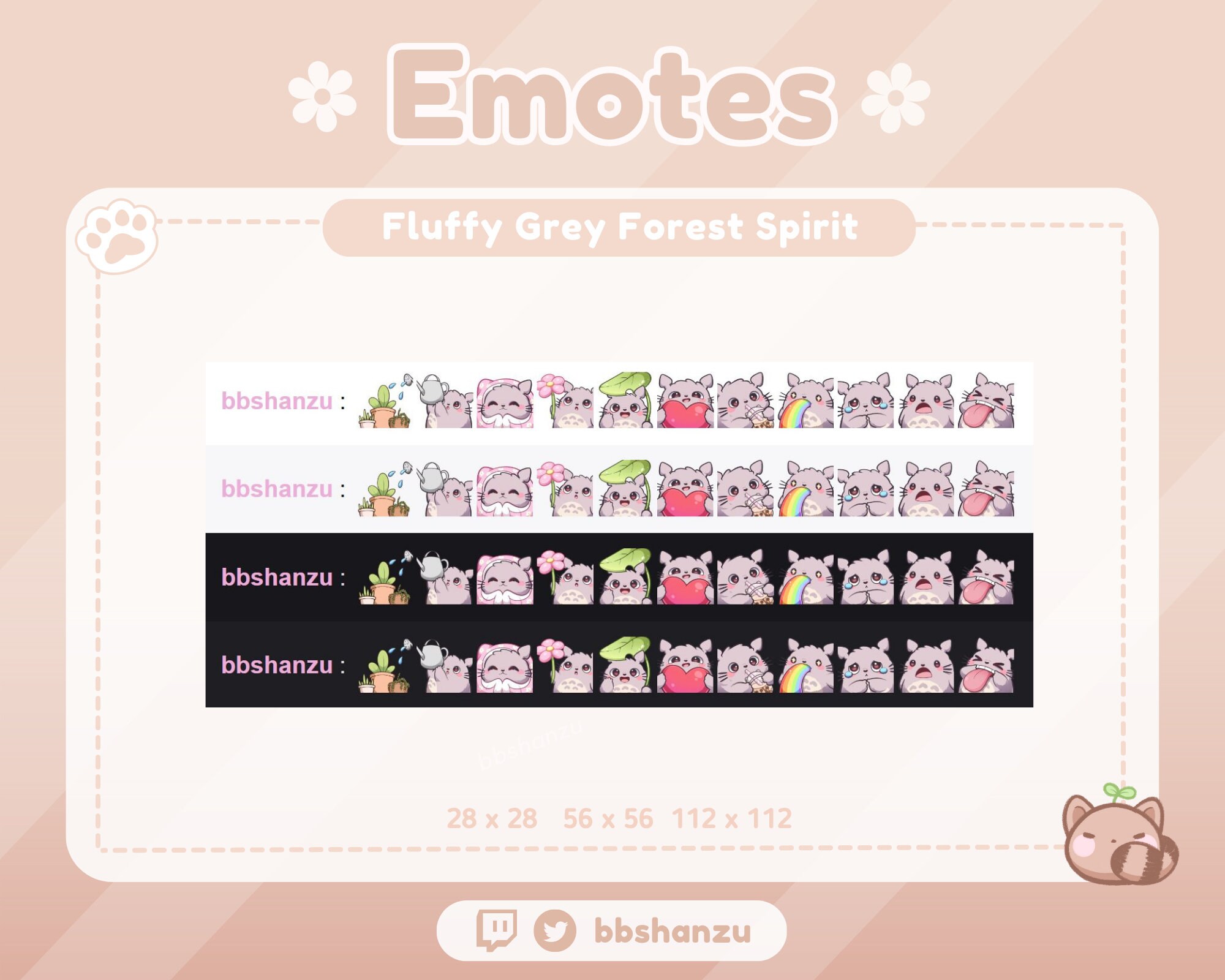 Fluffy Grey Forest Spirit | Twitch Discord Emotes | Twitch Graphics - Etsy