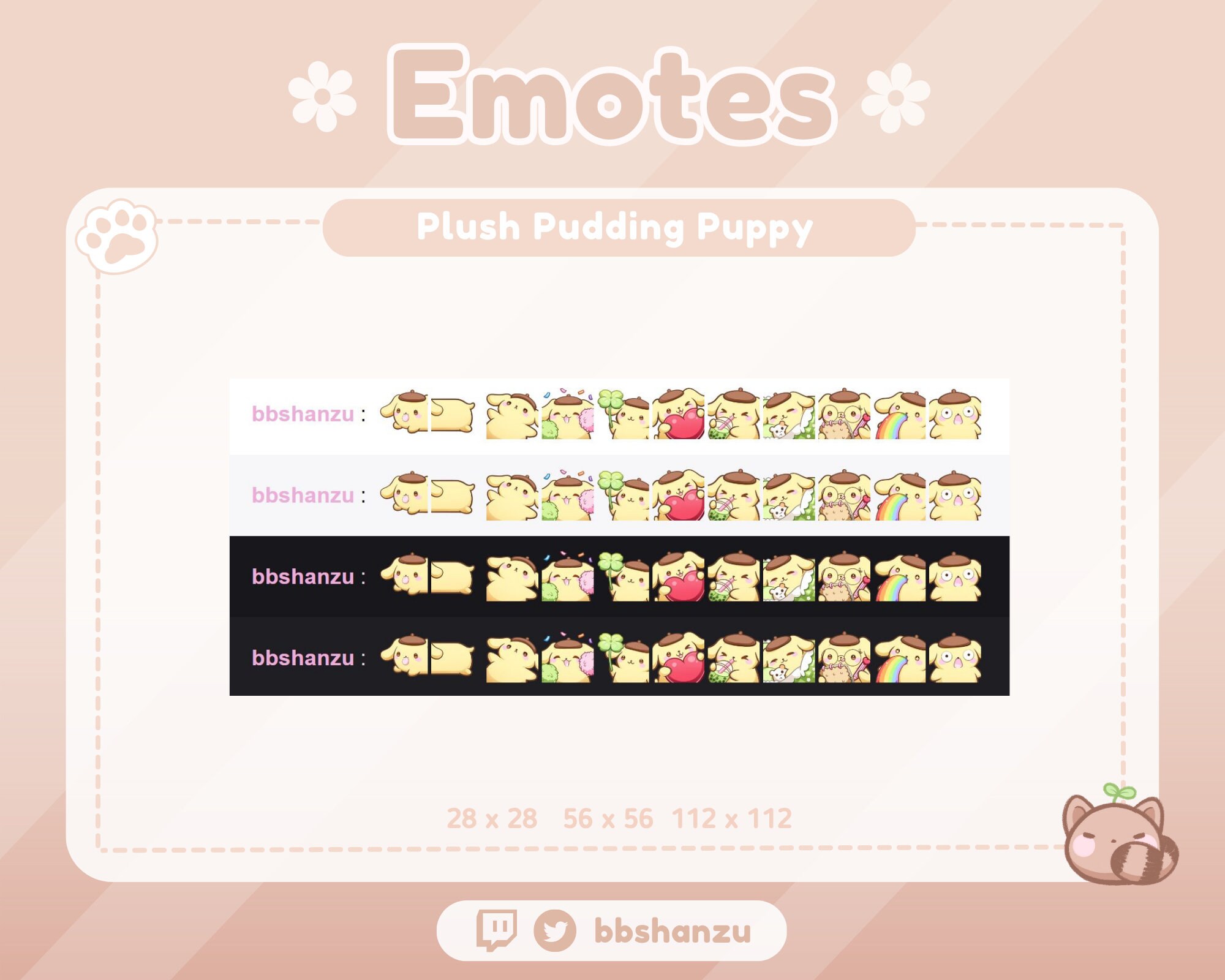 Cheer Plush Pudding Puppy | Twitch Discord Emotes | Twitch Graphics - Etsy