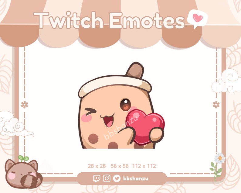 Heart Boba Plush Twitch Discord Emotes Twitch Graphics - Etsy