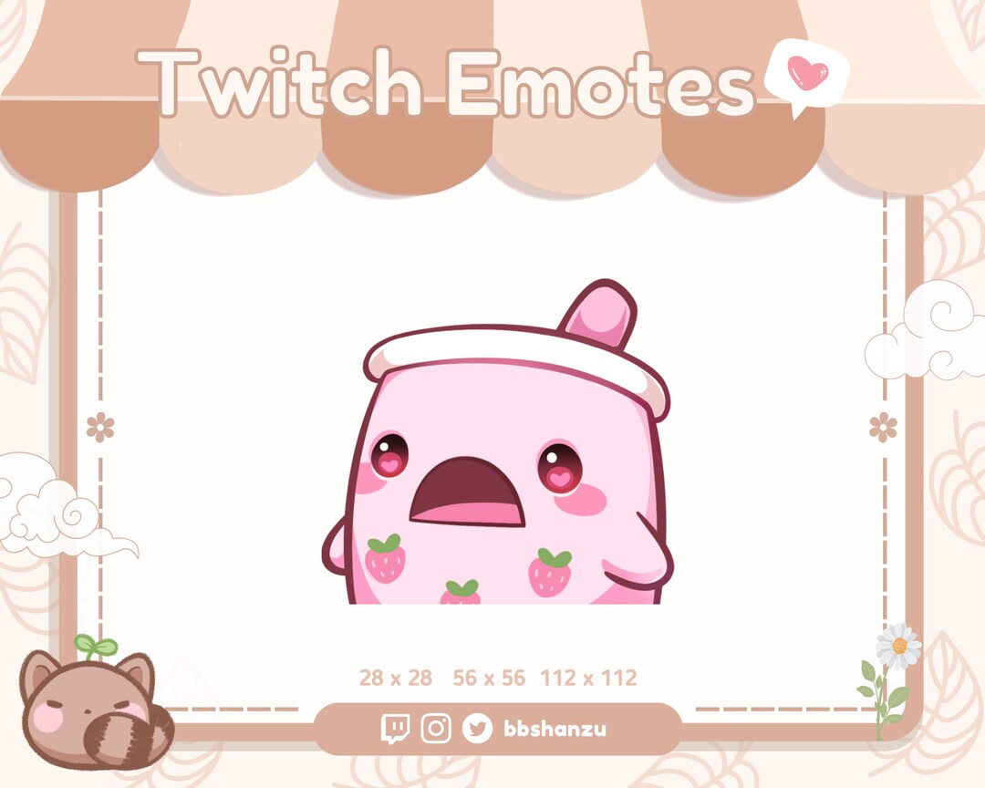 Shocked Strawberry Boba Plush Twitch Discord Emotes Twitch - Etsy