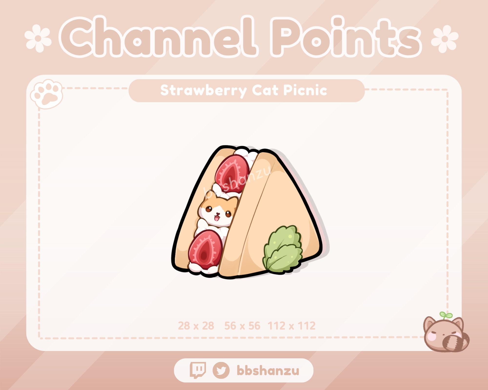 Strawberry Cat Sandwich Twitch Channel Points | Twitch Discord Icon ...
