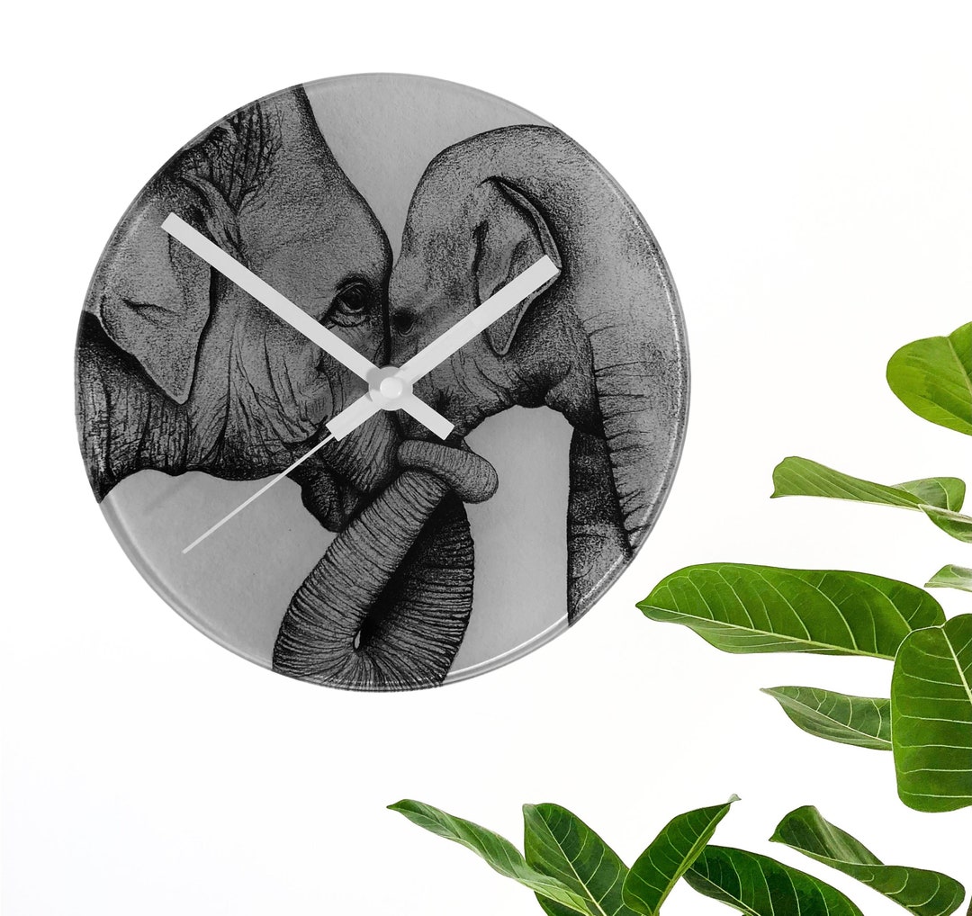 ELEPHANT ANIMAL CLOCK / Elephant Clock / Glass Wall Clock / Elephant ...