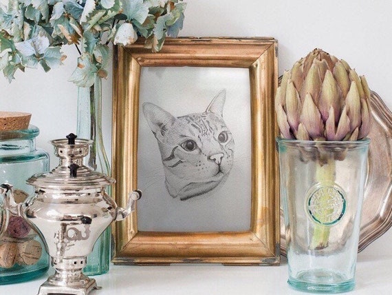 CUSTOM CAT PORTRAIT / Plus Digital File / Pencil Sketch for | Etsy