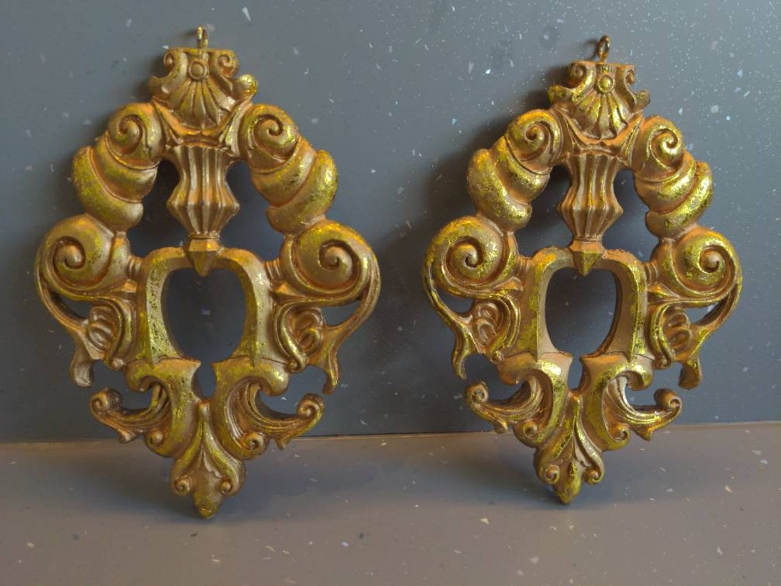 Hand Painted Ornate Hanging Decorative Ornaments Gold Rococo | Etsy