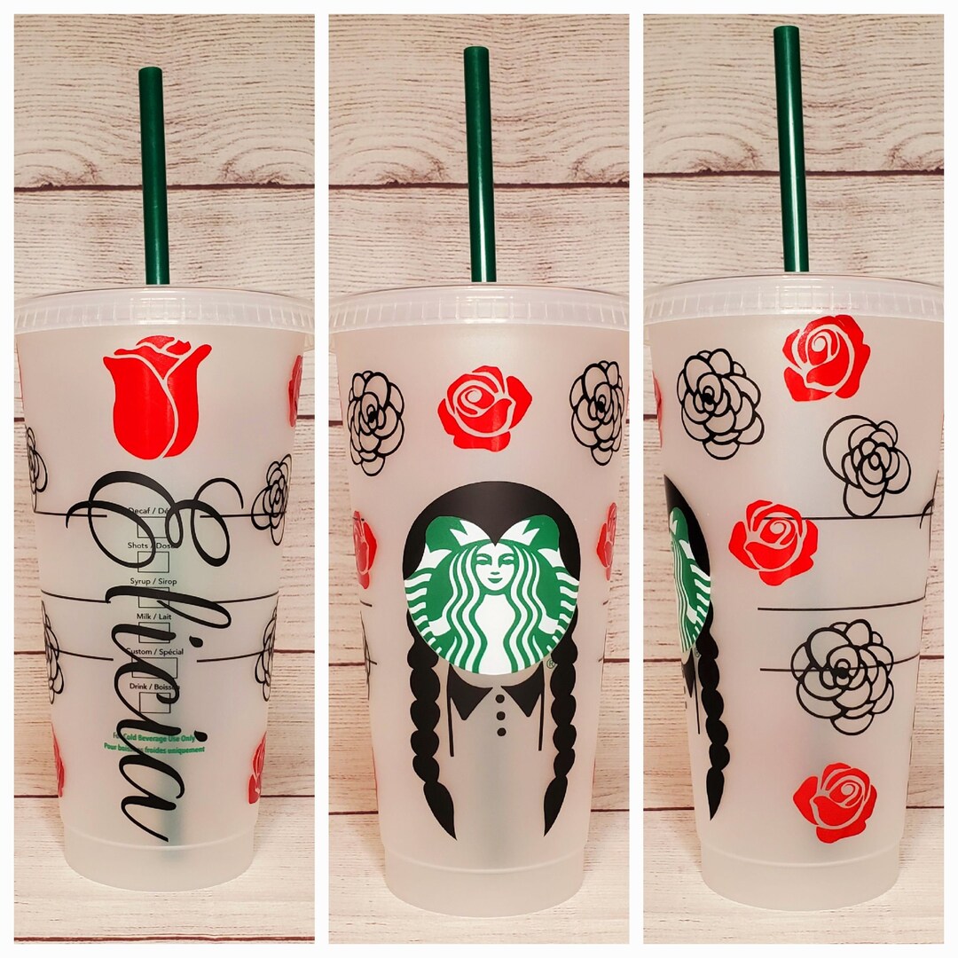Wednesday Addams 24 Oz Reusable Starbucks Cup With Lid and - Etsy