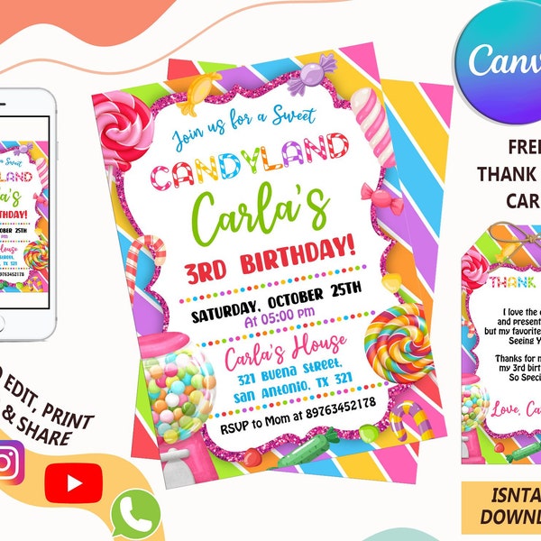 Candyland Invitation - Etsy