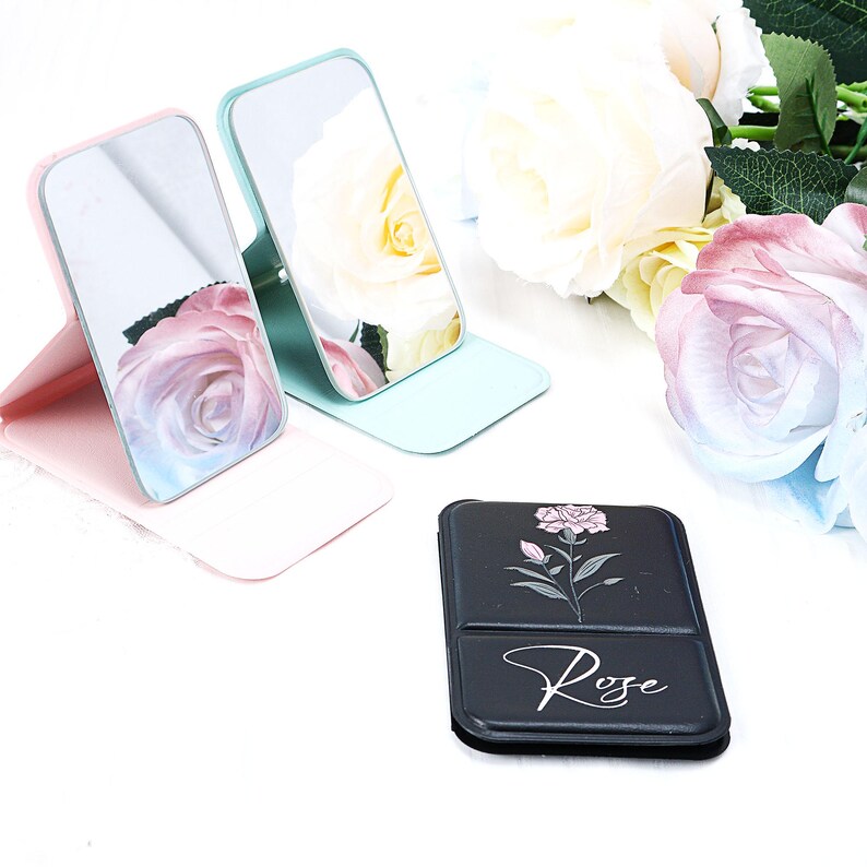 Personalized Square Makeup Mirror, Pocket Mirror With Custom Name and ...