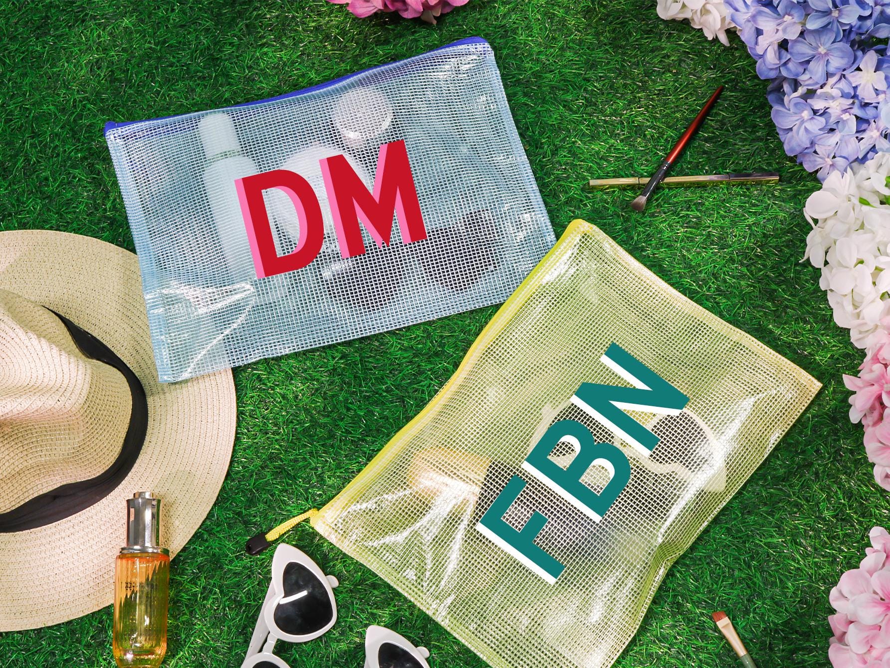 Shadow Monogram Pool Bag,personalized Bridesmaid Beach Pouch,custom ...