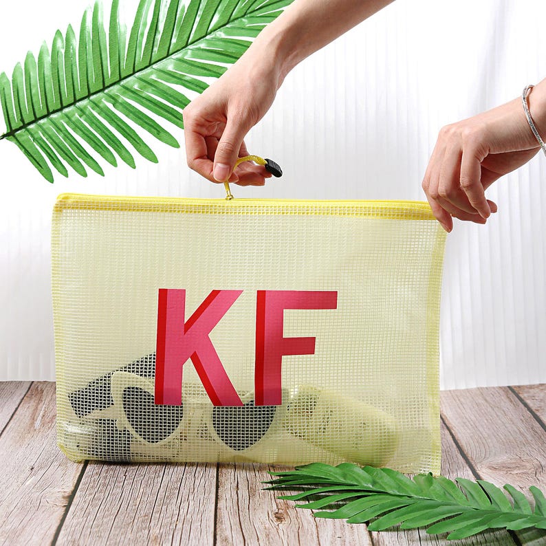 Shadow Monogram Pool Bag,personalized Bridesmaid Beach Pouch,custom ...