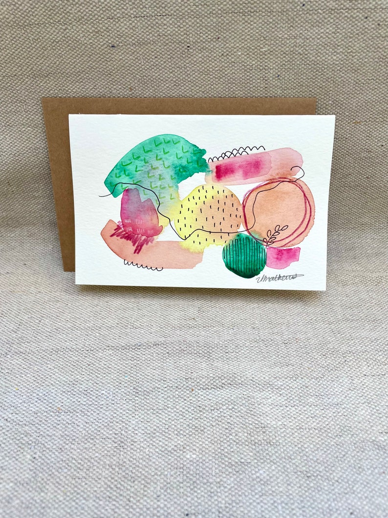 Hand Painted Abstract Art Cards Set of 6 - Etsy