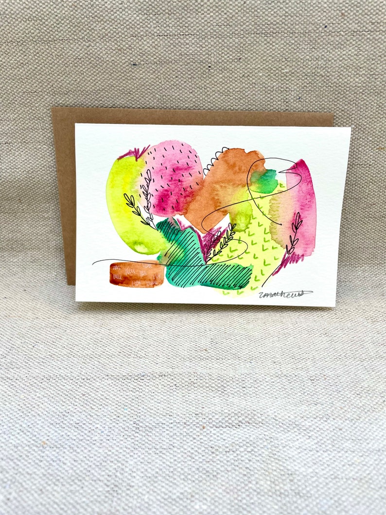 Hand Painted Abstract Art Cards Set of 6 - Etsy
