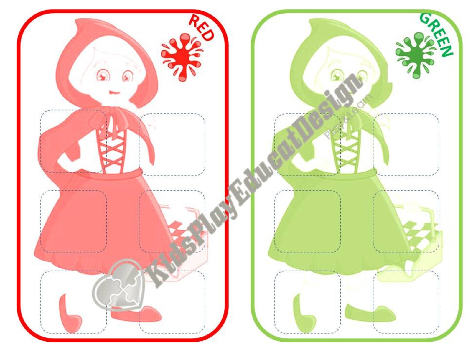 COLOR SORTING PRINTABLE, Little Red Riding Hood, Preschool Learning ...