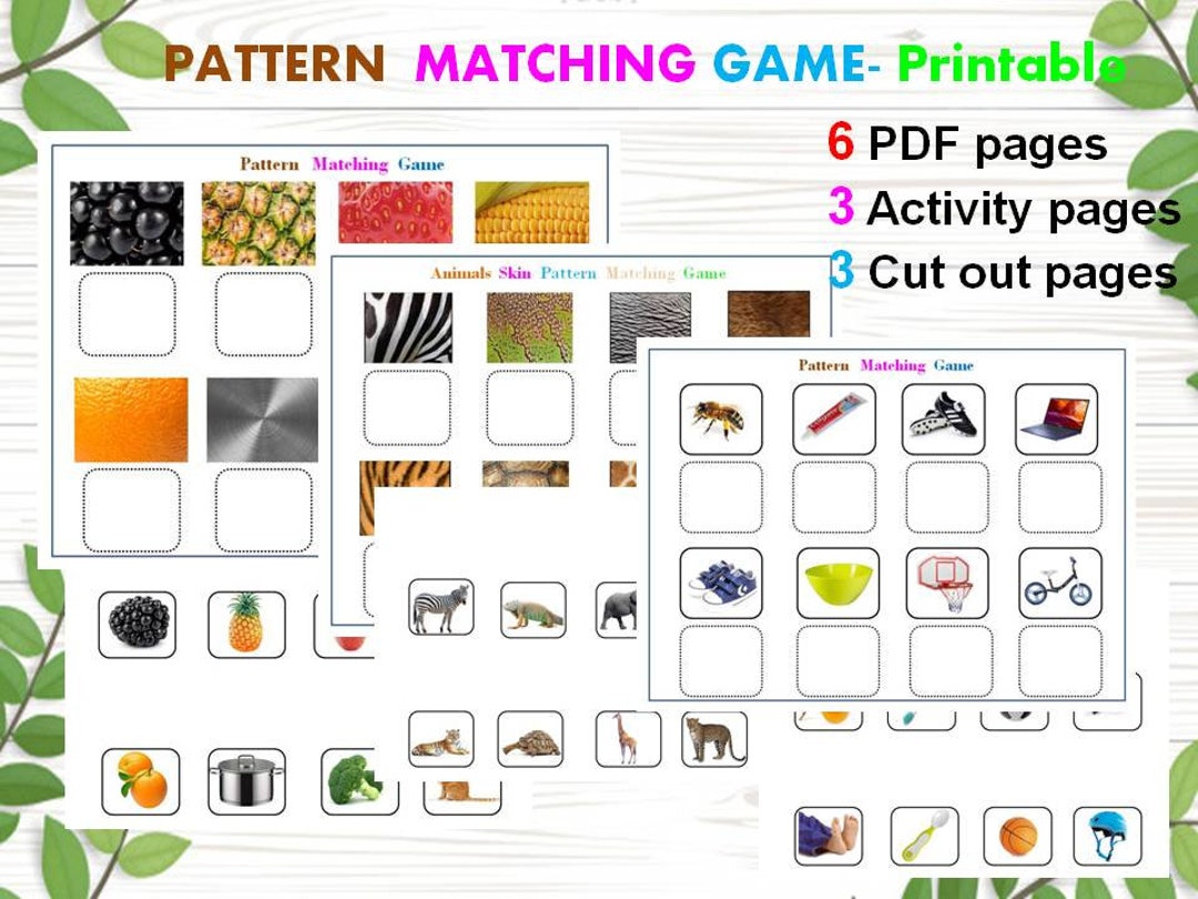 ANIMALS and OBJECTS Pattern Matching Game, Montessori Homeschoole ...