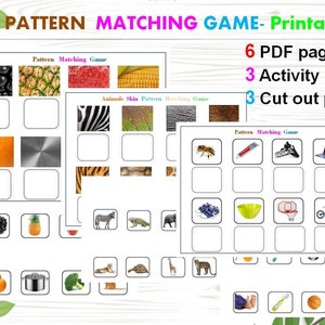ANIMALS and OBJECTS Pattern Matching Game, Montessori Homeschoole ...