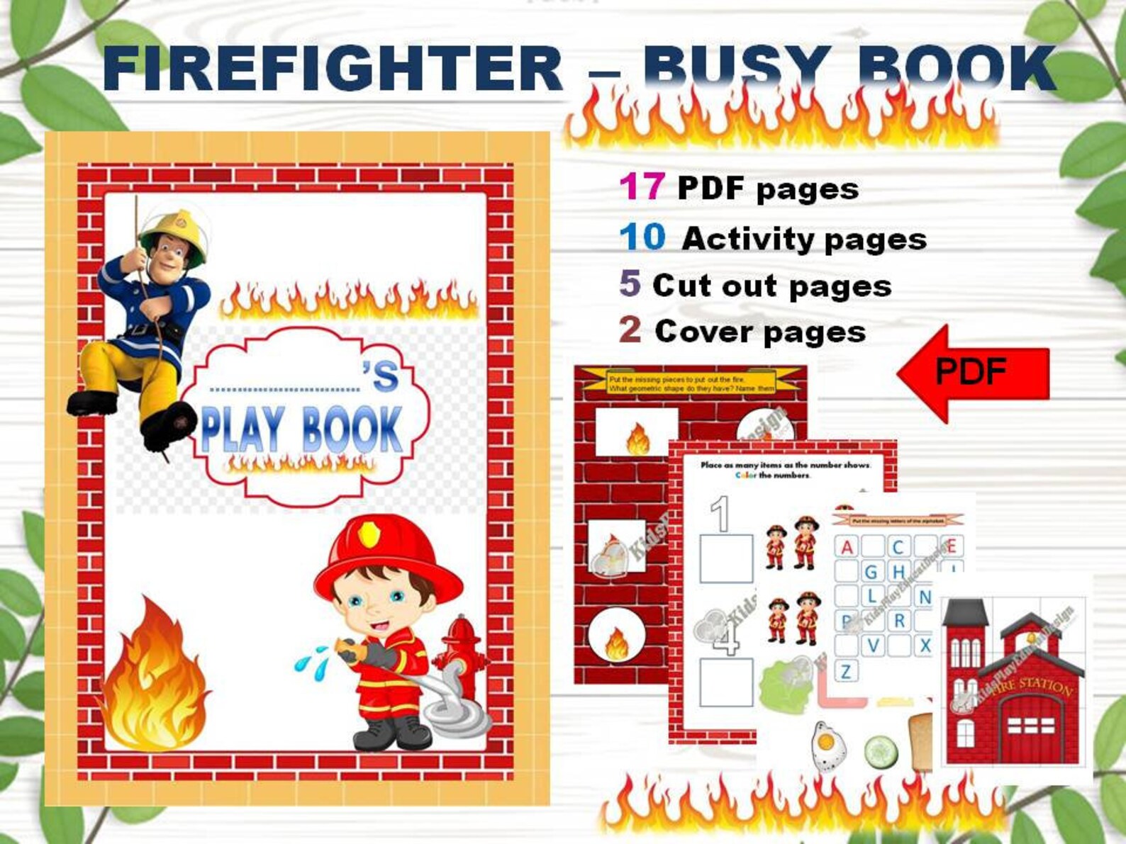 Customized Firefighter Busy Book, Montessori Toddler, Printable ...