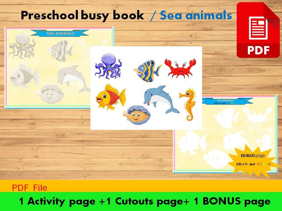 Sea Animals Printable,homeschool,preschool Activity,busy Book Printable ...