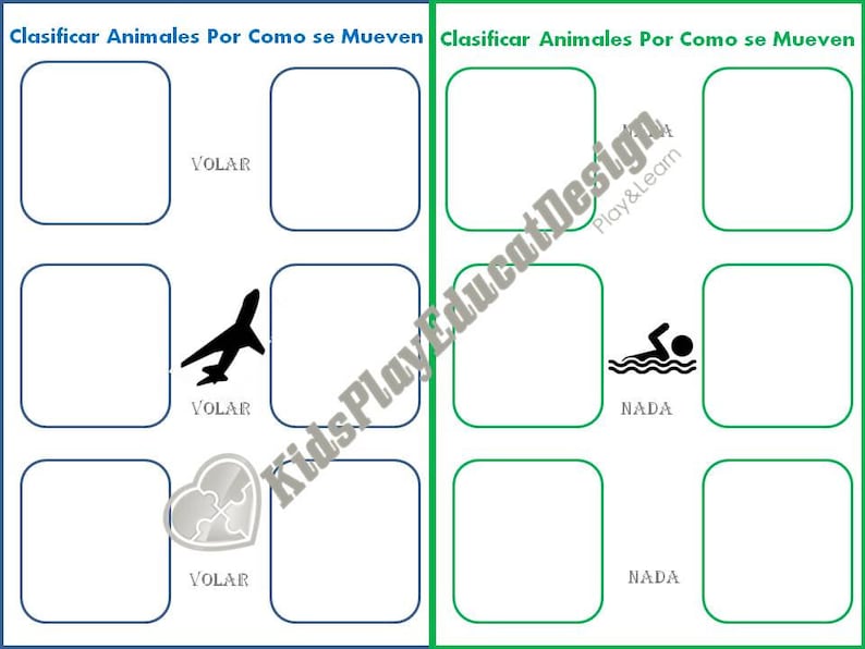 Spanish-sorting Game- How Animals Move, Preschool Printable, Homeschool ...