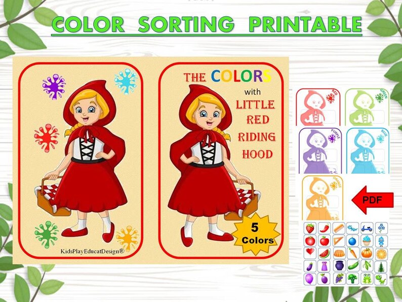 COLOR SORTING PRINTABLE, Little Red Riding Hood, Preschool Learning ...