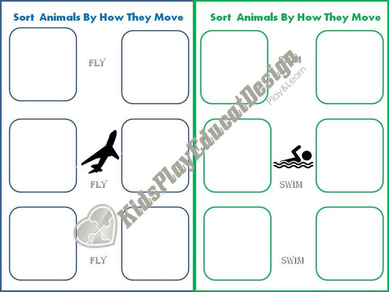 Sorting Game- How Animals Move, Preschool Printable, Homeschool ...