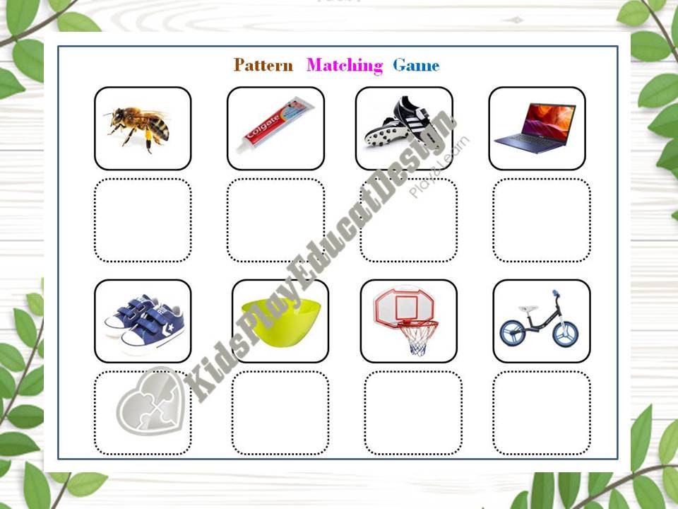 ANIMALS and OBJECTS Pattern Matching Game, Montessori Homeschoole ...