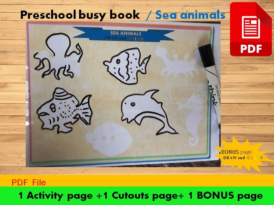 Sea Animals Printable,homeschool,preschool Activity,busy Book Printable ...