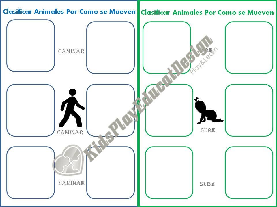 Spanish-sorting Game- How Animals Move, Preschool Printable, Homeschool ...