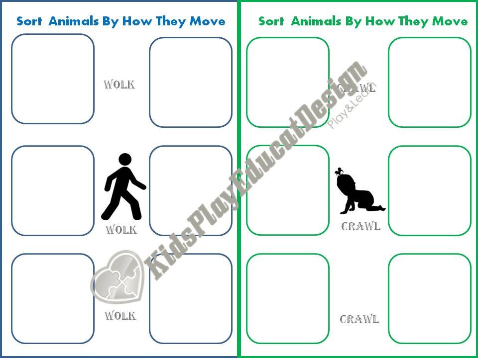 Sorting Game- How Animals Move, Preschool Printable, Homeschool ...