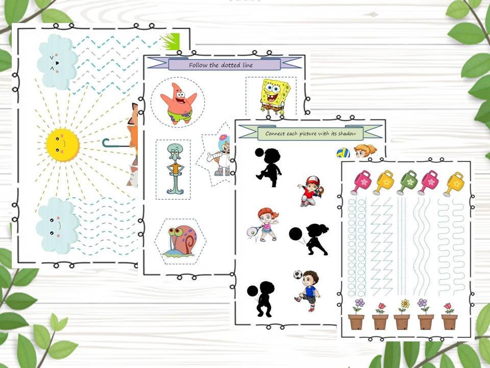 FINE MOTOR SKILLS, Tracing Practice,pre-writing Worksheets, Line ...