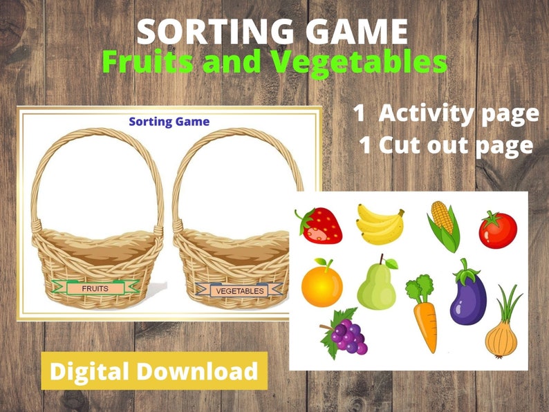 Sorting Game, Fruits and Vegetables, Sorting Activity Game - Etsy