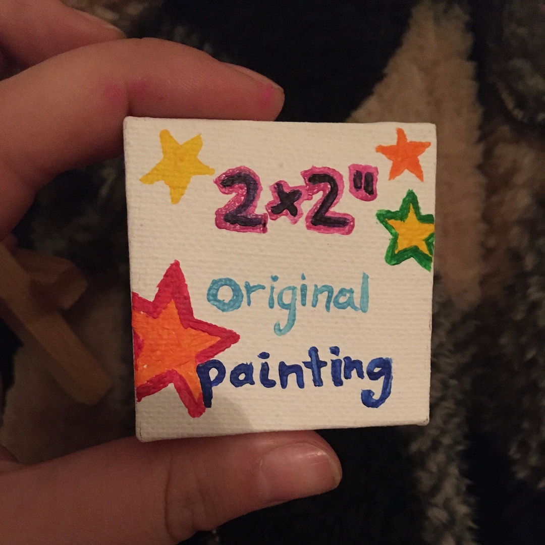 CUSTOM 2x2” Painting Miniature Art Gift Idea Keepsake Personal Memory ...