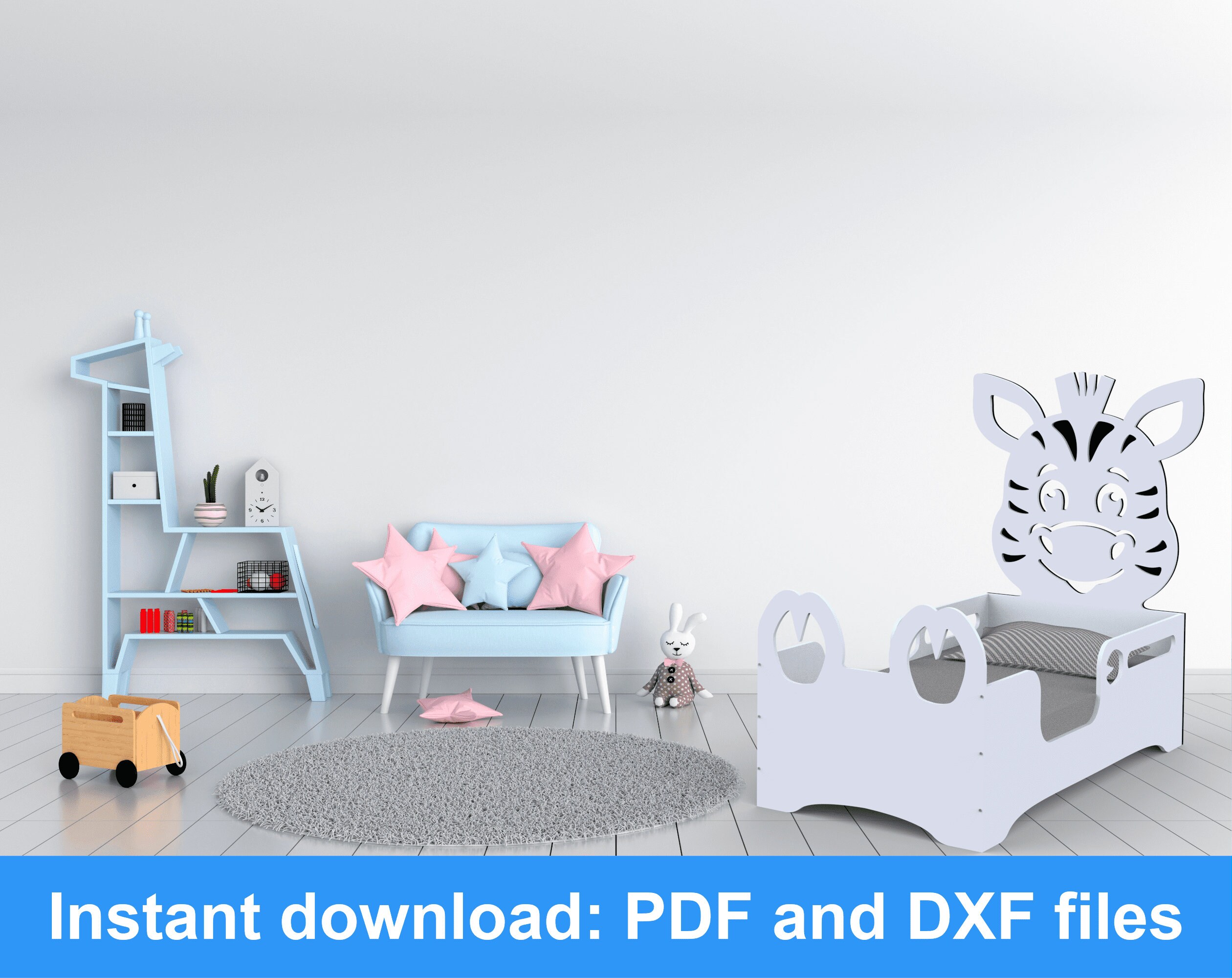 Zebra, Plans for Kid's Wooden Bed, Montessori, Toddler Bed, Wooden ...