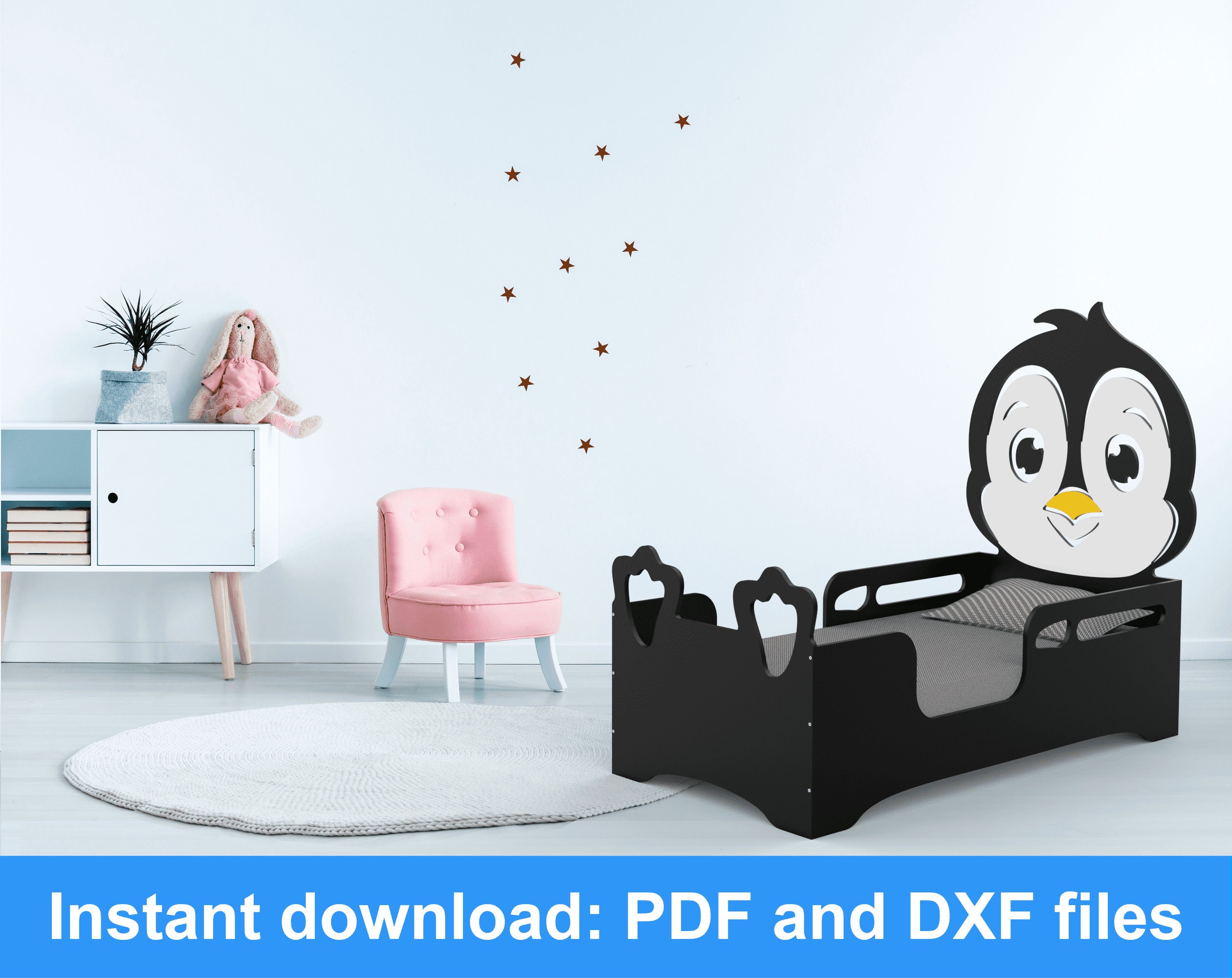 Penguin, Plans for Kid's Wooden Bed, Montessori, Toddler Bed, Wooden ...