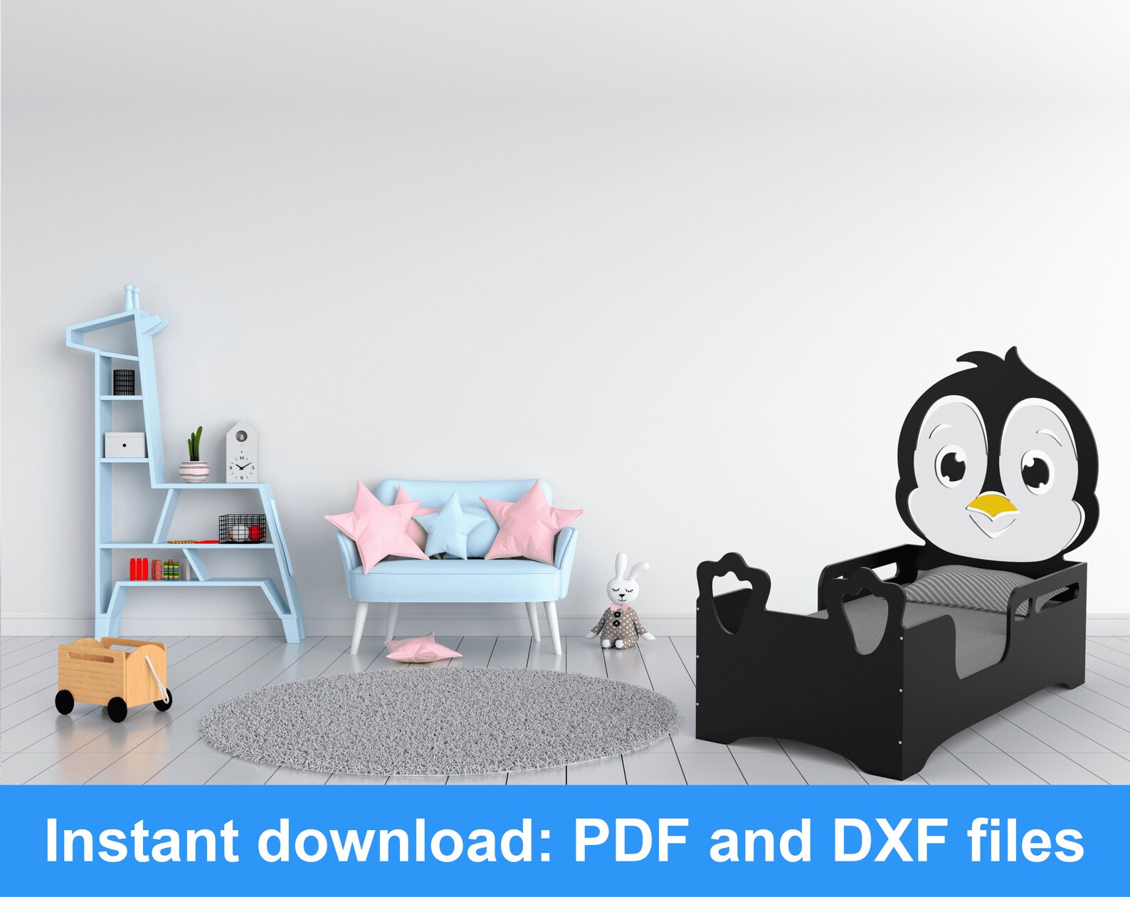 Penguin, Plans for Kid's Wooden Bed, Montessori, Toddler Bed, Wooden ...