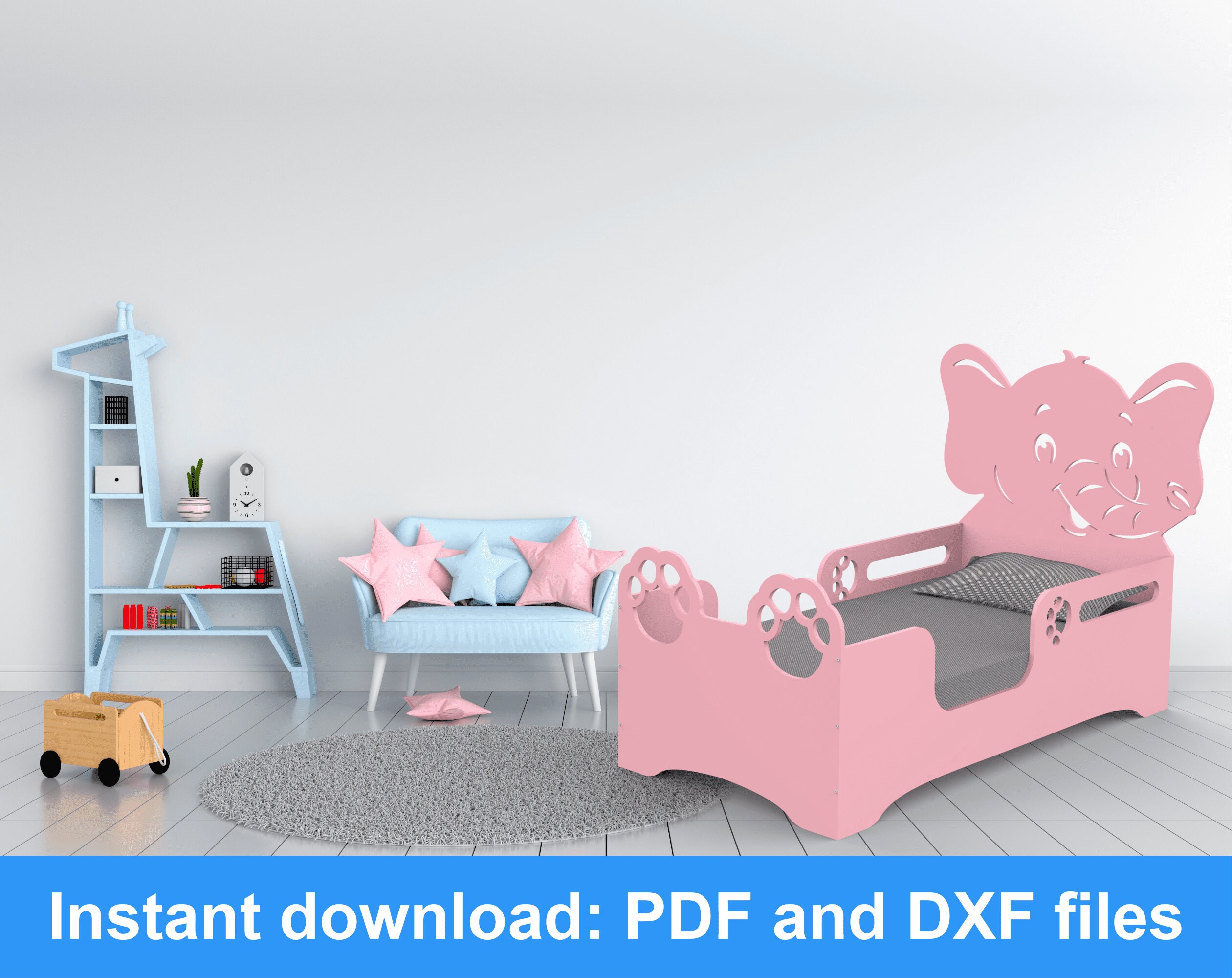 Elephant, Plans for Kid's Wooden Bed, Montessori, Toddler Bed, Wooden ...