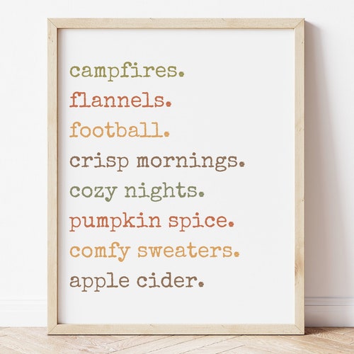 Fall Things Printable Wall Art Simple Fall Decor Home Art - Etsy